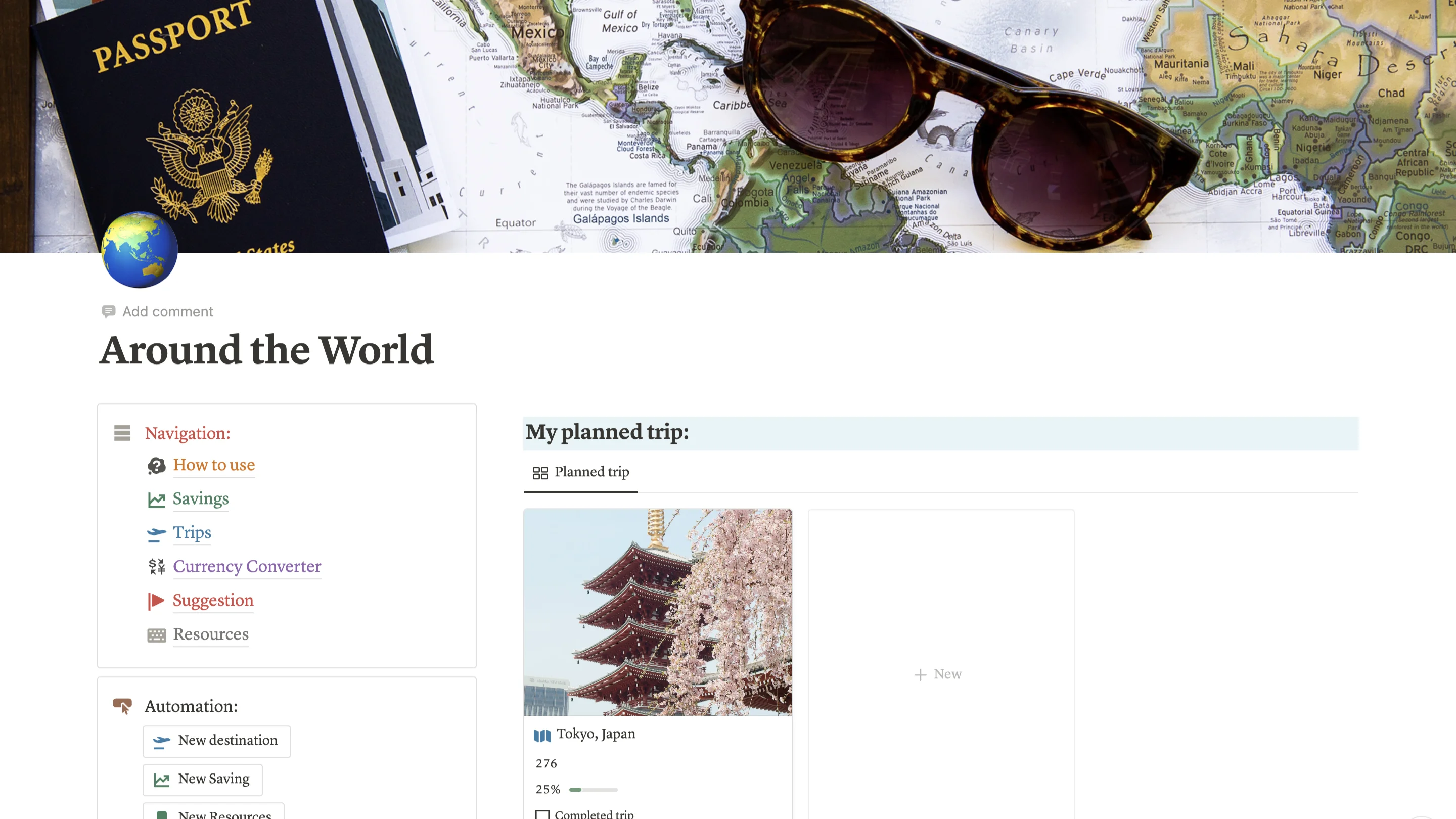 Around the World - Notionland Template Gallery